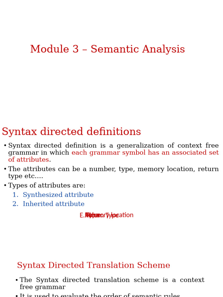 Module 3 - Semantic Analysis | PDF | Parsing | Computer Programming Module 3 - Semantic Analysis | PDF | Parsing | Computer Programming