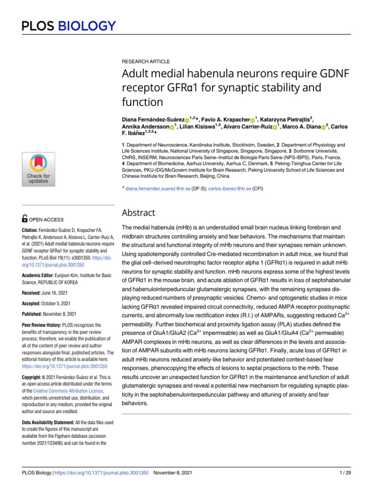 Journal Pbio 3001350 | PDF | Synapse | Chemical Synapse