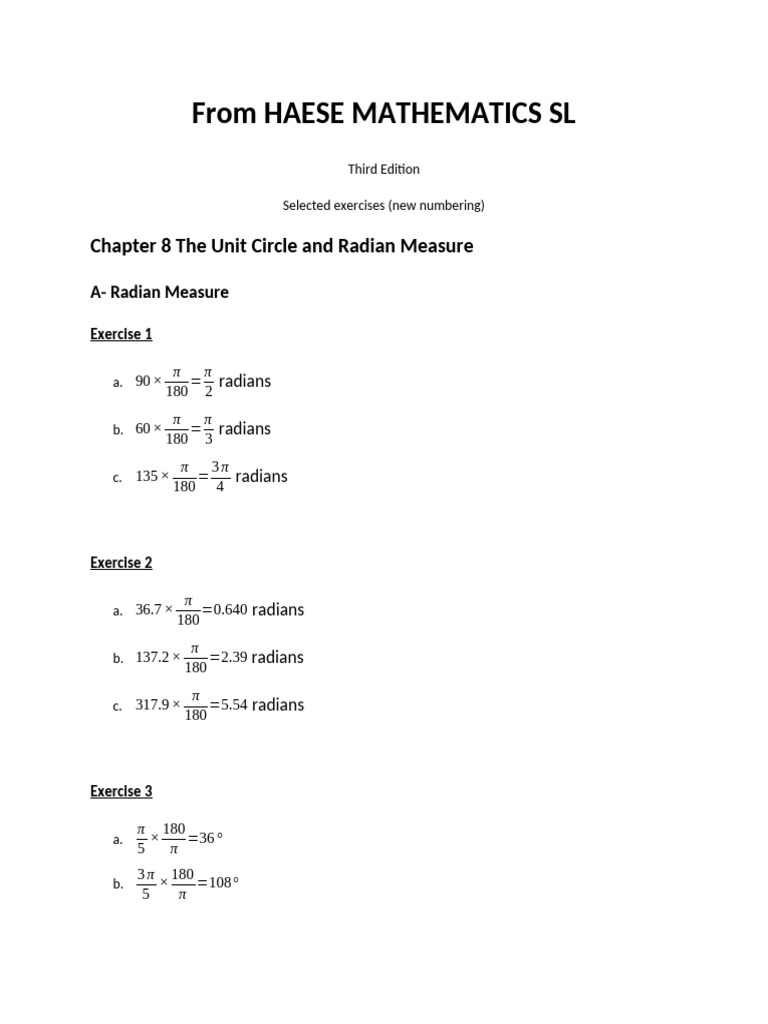 From HAESE MATHEMATICS SL | PDF | Pi | Euclidean Geometry