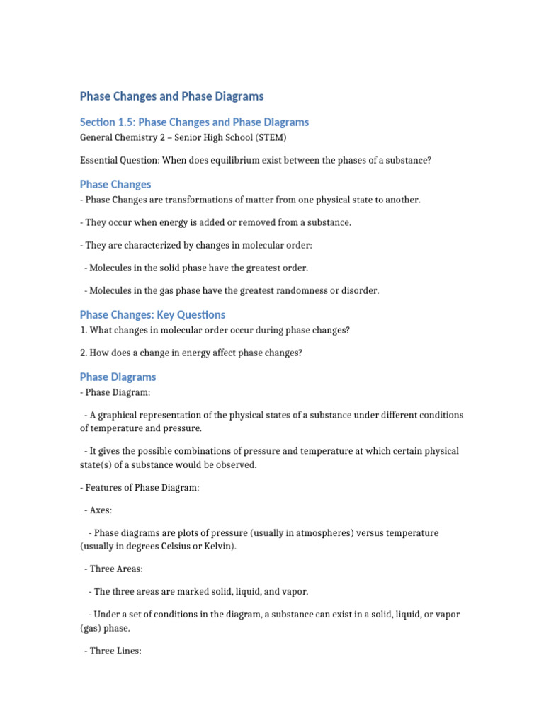 Phase Changes and Diagrams Explained | PDF | Phase (Matter) | Phase Diagram