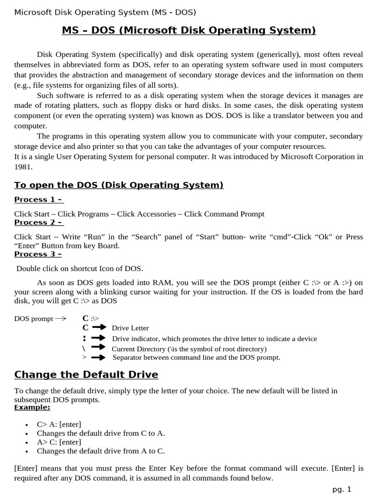 05.disk Operating System (DOS) | PDF | Dos | Operating System