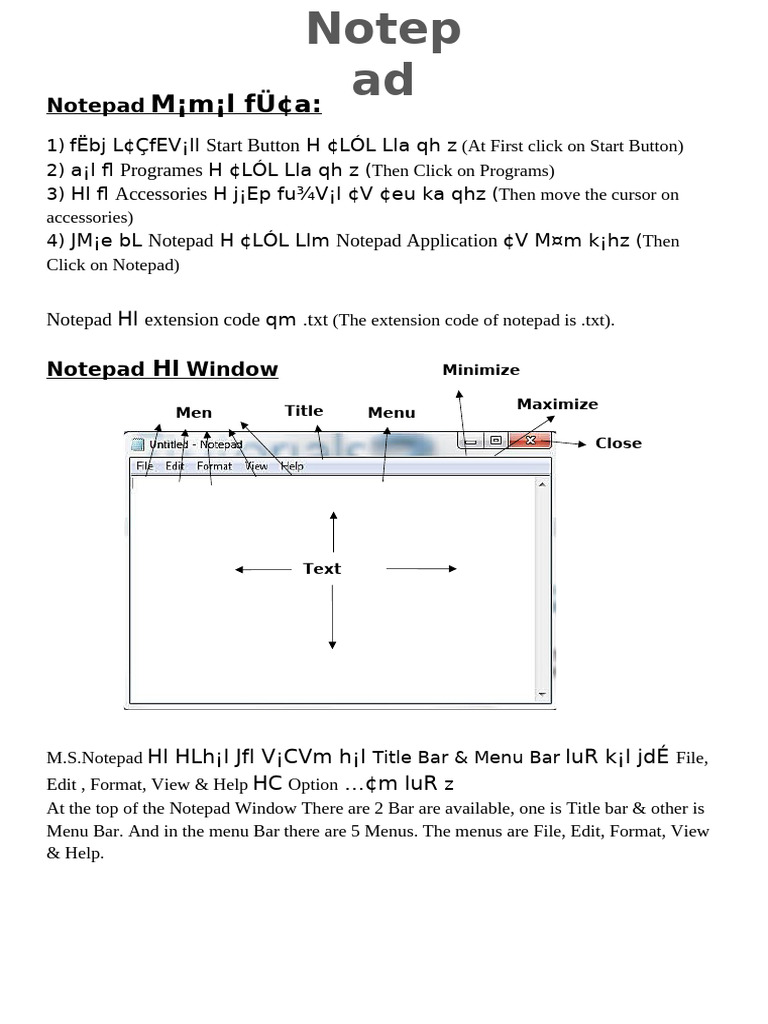 Notepad Basics: Menu and Functions Guide | PDF | Menu (Computing ...