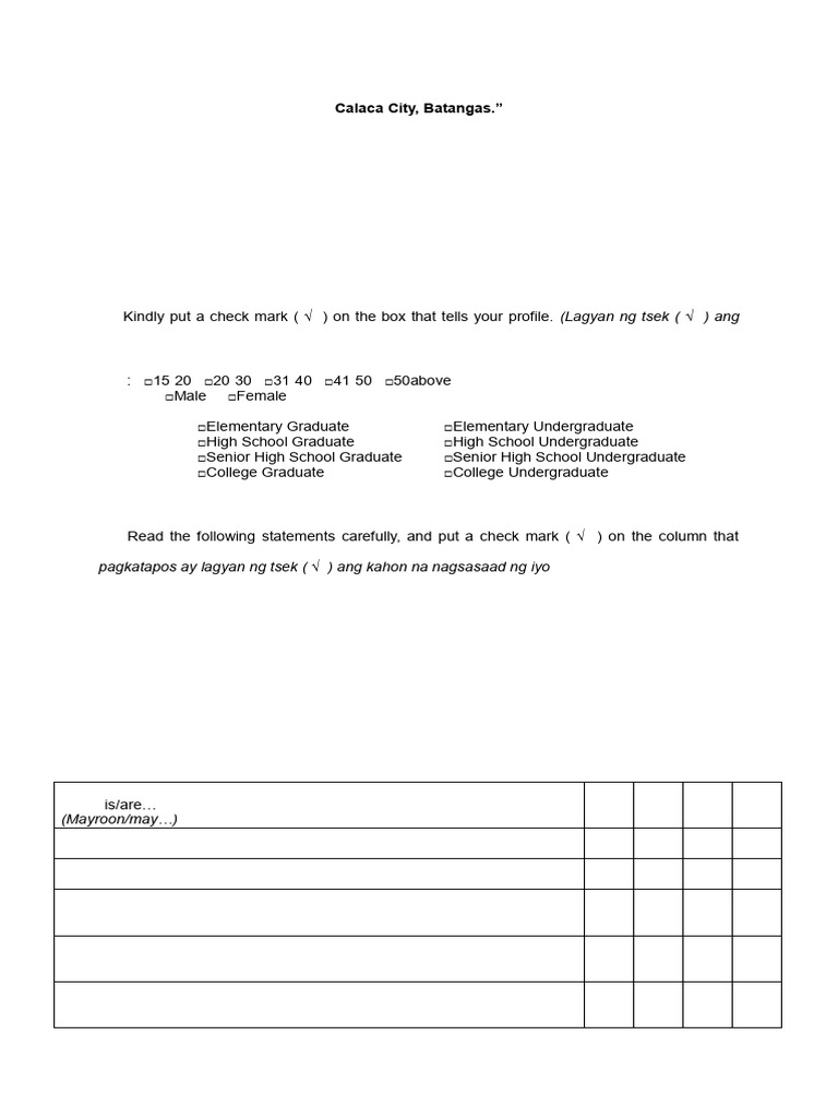 Group 5 Questionnaire | PDF