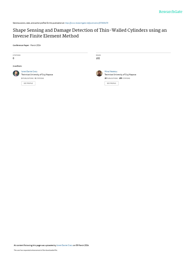 Shape Sensing and Damage Detection of Thin-Walled Cylinders Using An Inverse Finite Element ...