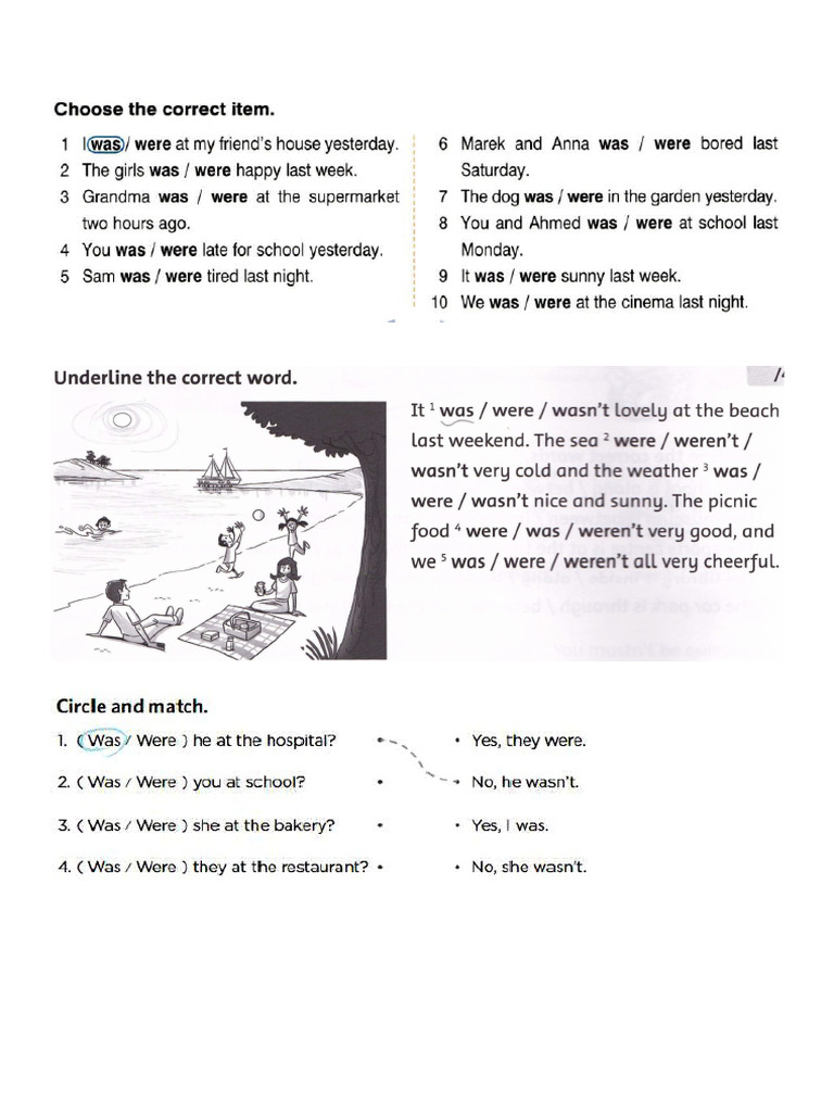 Was Were Test | PDF