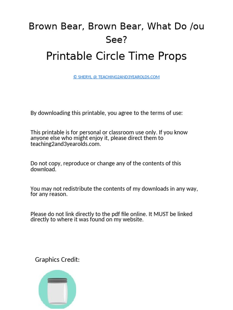 Brown Bear Circle Time Props Printable | PDF