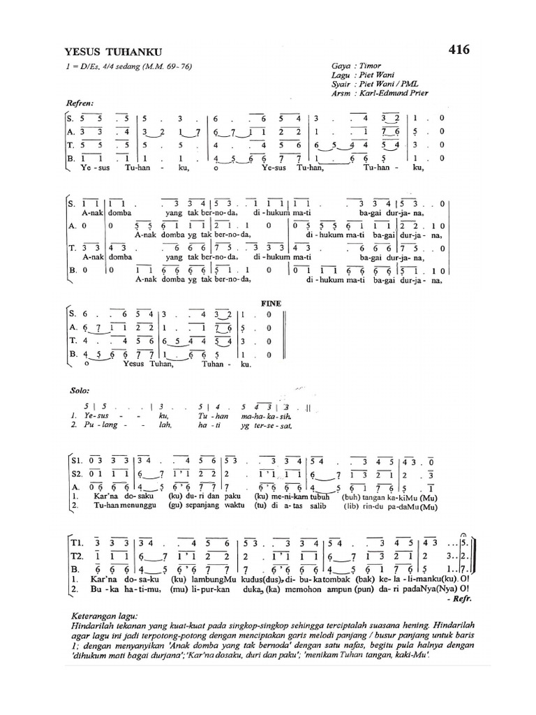 Yesus Tuhanku - MB 416 | PDF