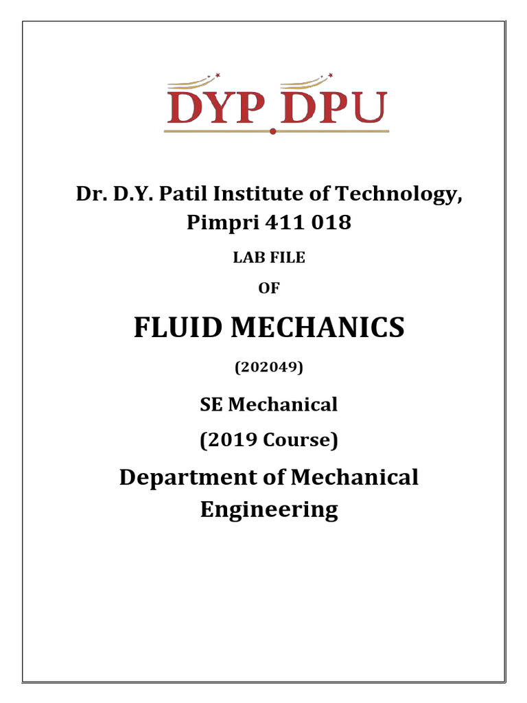 FM_LAB_MANUAL | PDF | Reynolds Number | Fluid Dynamics