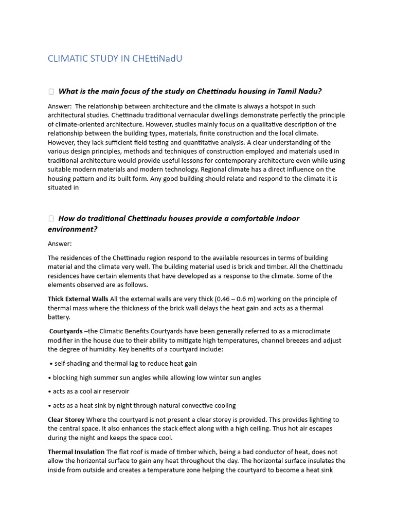 Climatic Study in Chettinadu | PDF | Ventilation (Architecture ...