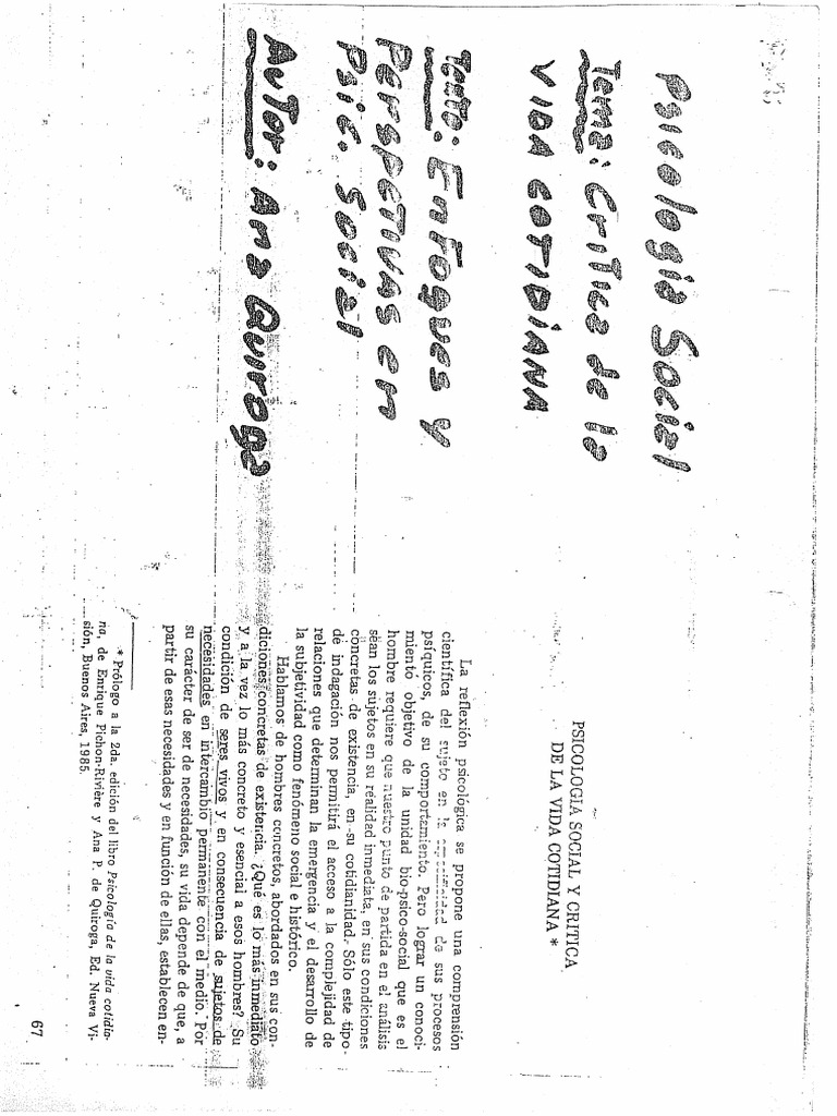 Critica A La Vida Cotidiana - Ana Quiroga | PDF