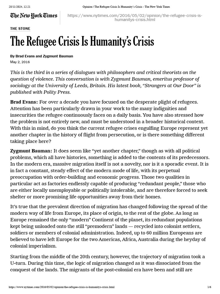 Understanding the Refugee Crisis Today | PDF | Refugee | Colonization