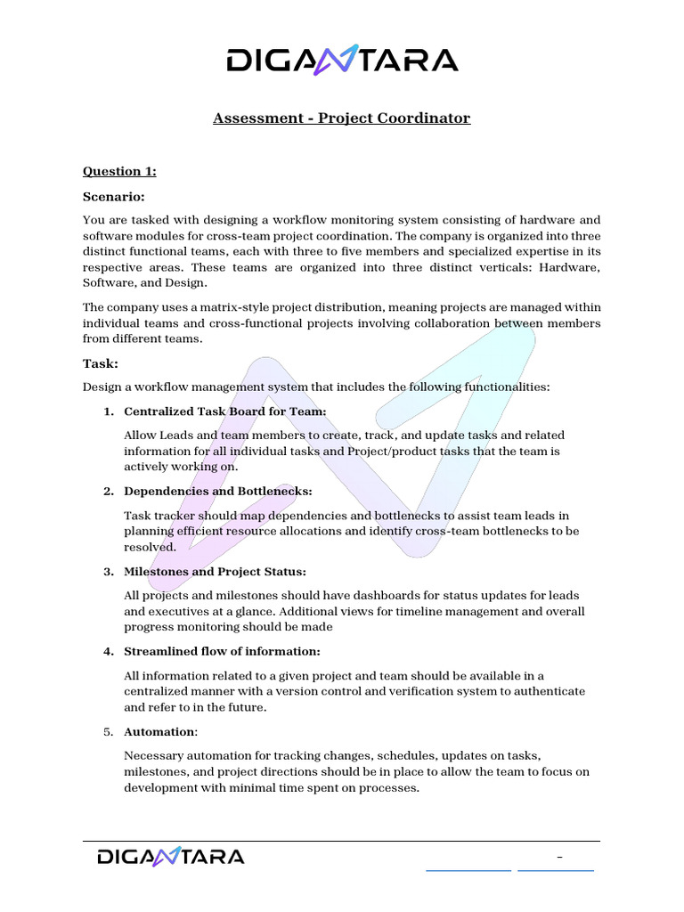 Assessment - Project Coordinator | PDF | Workflow | Computer Science