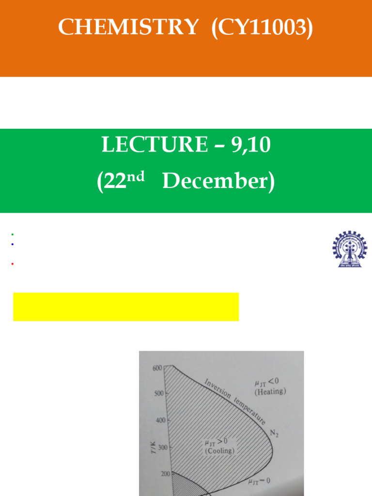 Lecture 9,10 | PDF | Physical Chemistry | Applied And Interdisciplinary ...