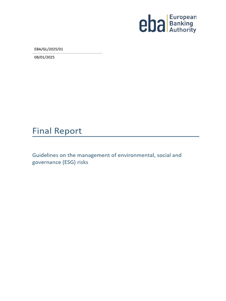 EBA Guidelines on ESG Risk Management | PDF | Risk | Risk Management
