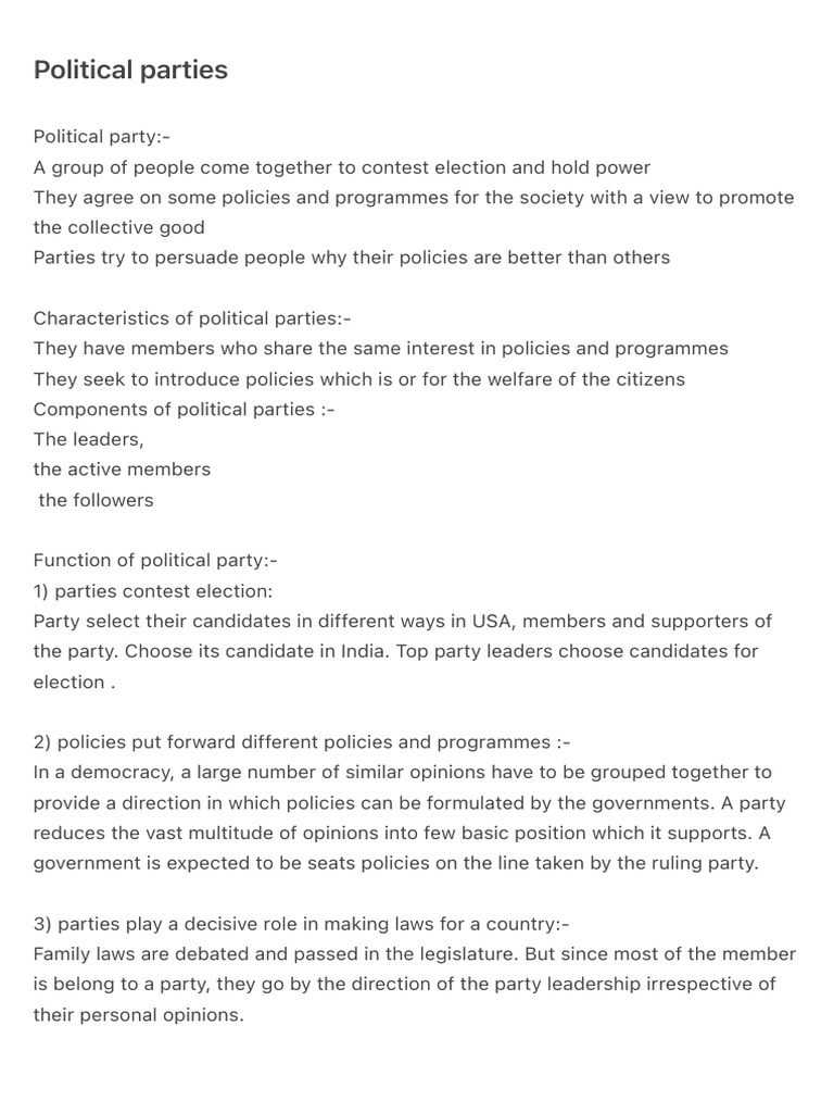Political parties | PDF | Political Parties | Elections