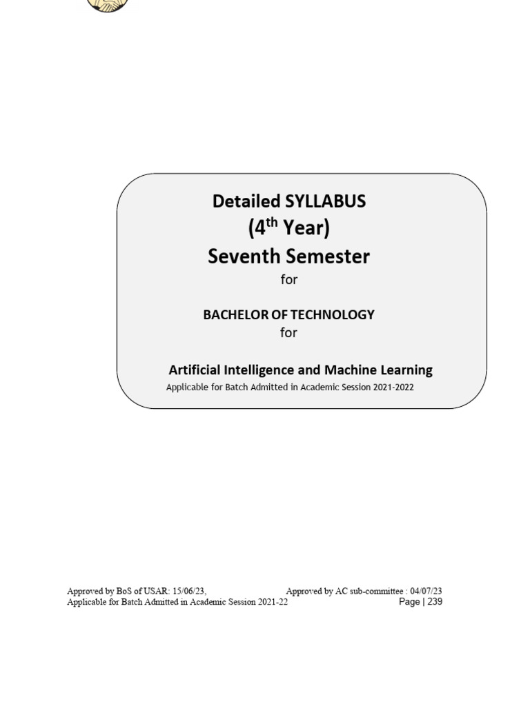 Advances in Machine Learning Syllabus | PDF | Machine Learning ...