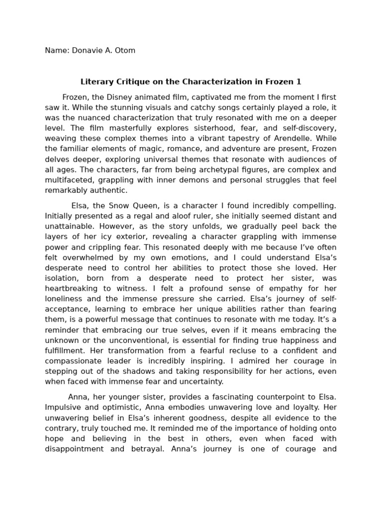 Frozen 1 Literary critique-OTOM | PDF