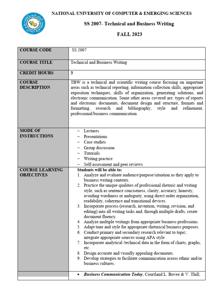 Technical and Business Writing Course | PDF | Citation | Note (Typography)
