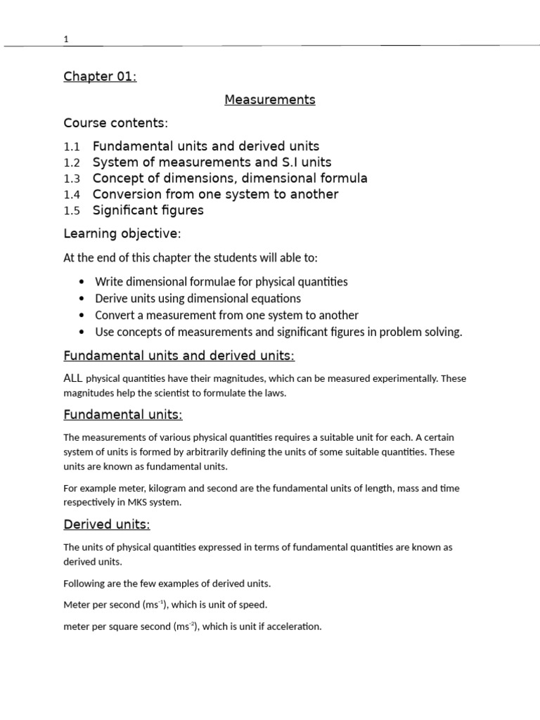 chapter 1 physics cit | PDF | Measurement | Mole (Unit)