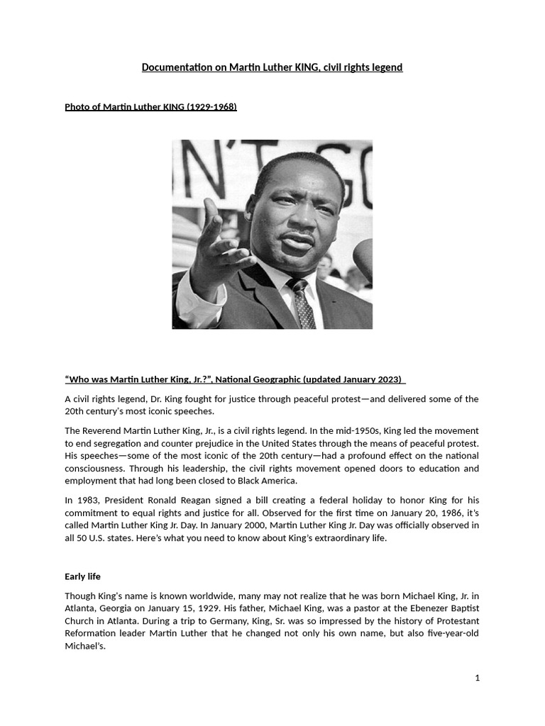 MLK Documentation | PDF | Martin Luther King Jr. | The United States