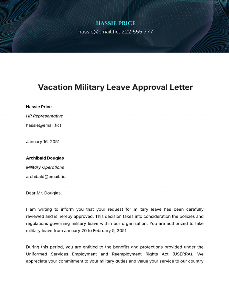 Vacation Military Leave Approval Letter | PDF