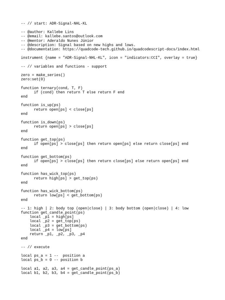 (Script para Estudo de Nova Alta-Baixa) Adr-Signal-Nhl-Kl | PDF