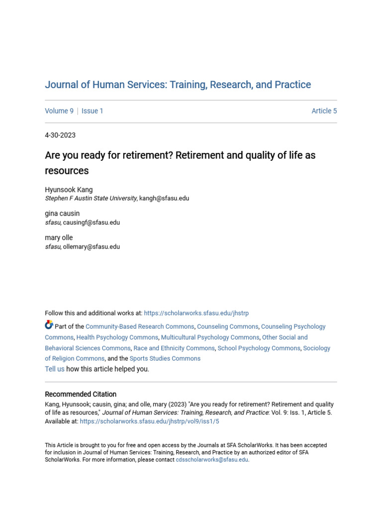 Retirement's Impact on Quality of Life | PDF | Ageing | Old Age