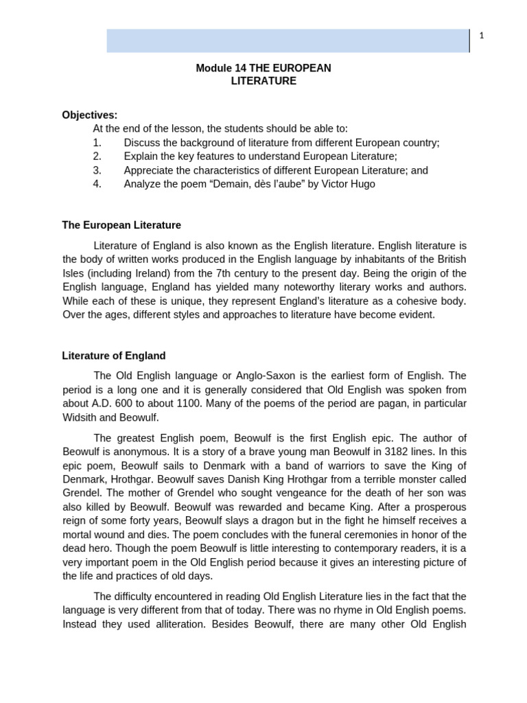 Overview of European Literature | PDF | Johann Wolfgang Von Goethe ...