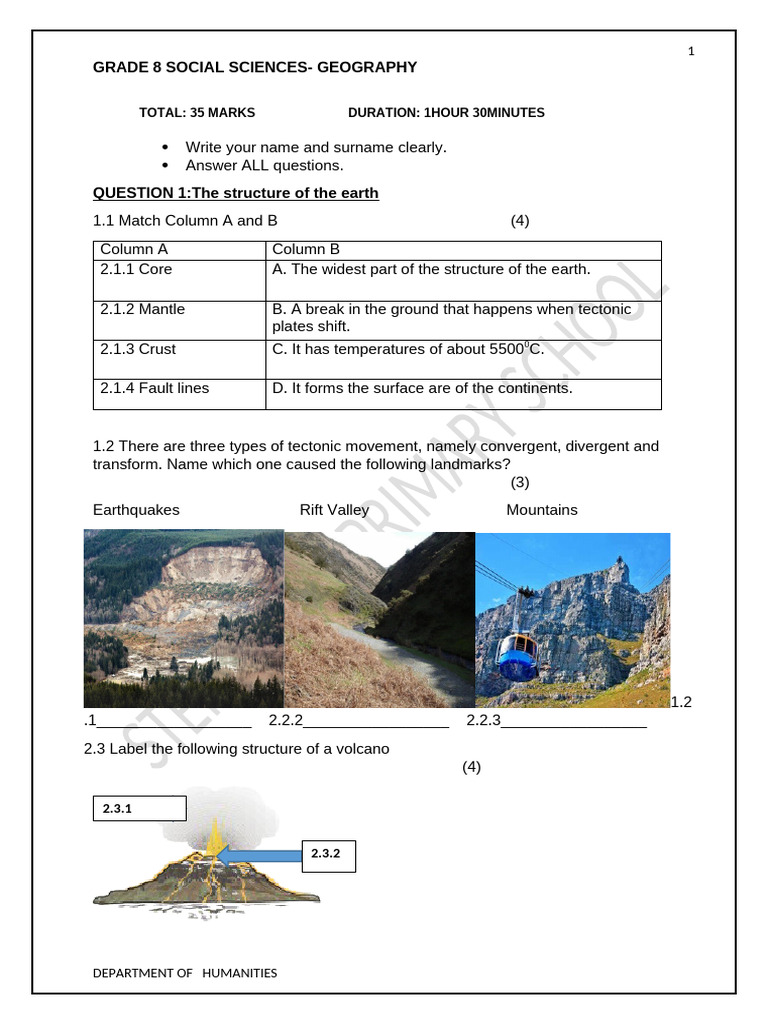 Grade 8 SS Geo | PDF | Earthquakes | Plate Tectonics