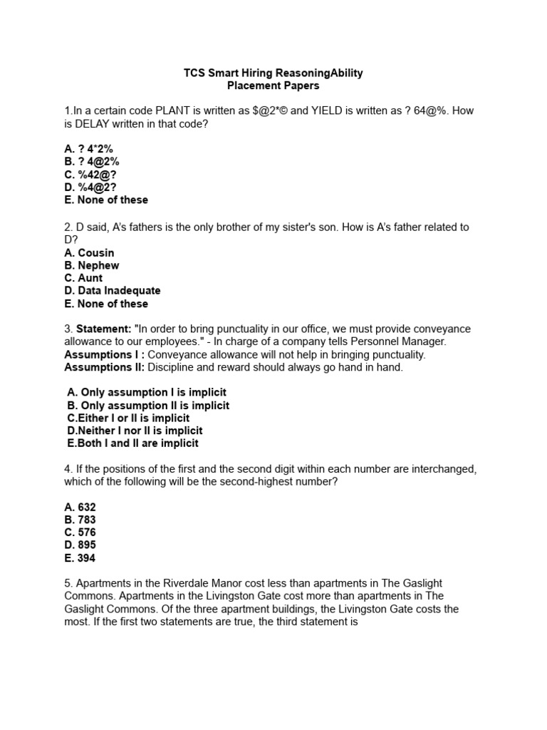 Reasoning Imp Question | PDF