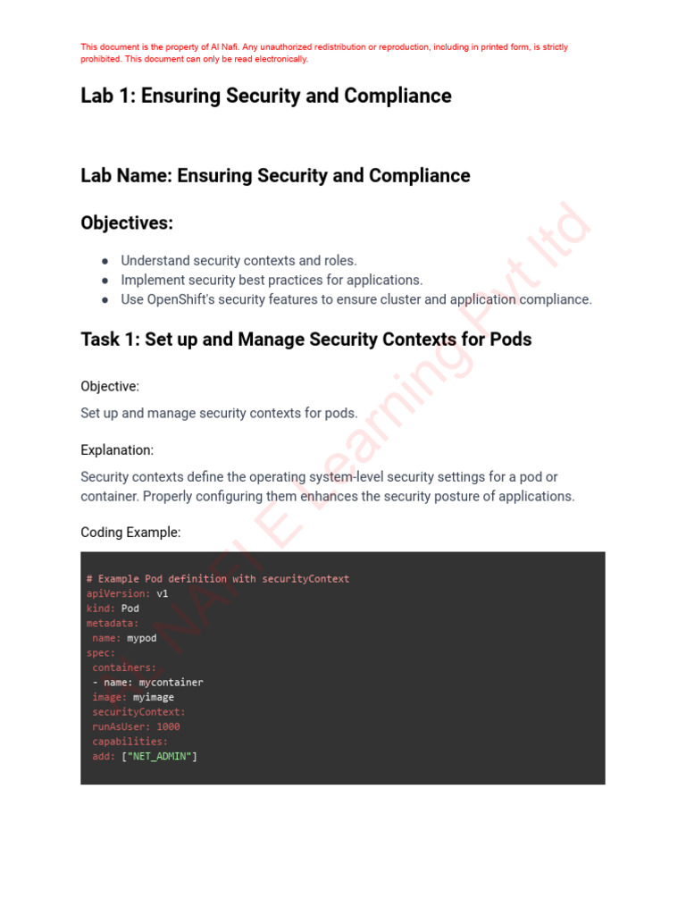 Lab 1 - Security and Compliance in OpenShift | PDF | Metadata | Regulatory Compliance