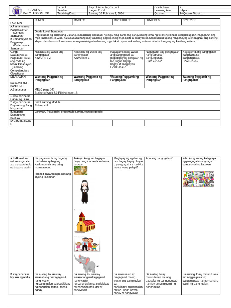 Q3W1-DLL-FILIPINO | PDF