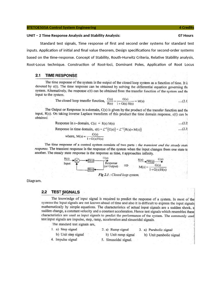 Time Response & Stability in Control Systems | PDF