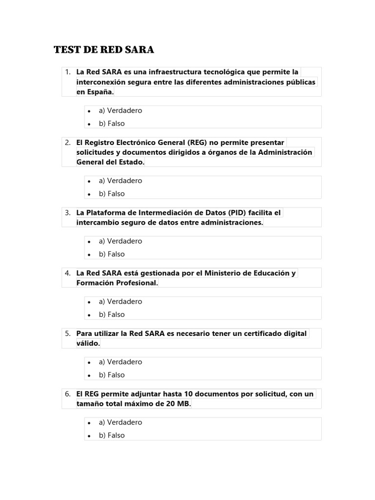 Test sobre la Red SARA en España | PDF | Informática
