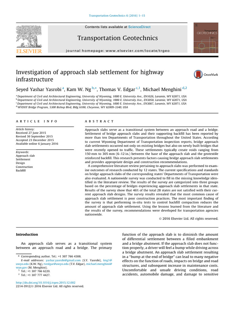 Investigation of Approach Slab Settlement For Highw - 2016 ...