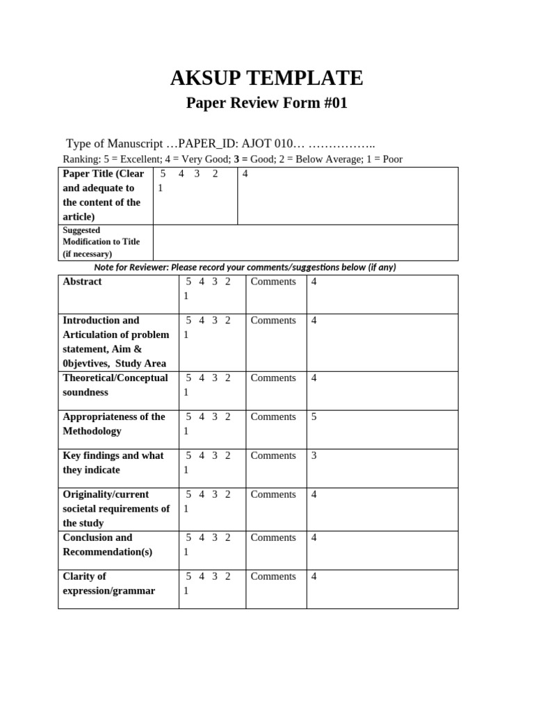 Reviewers Form ROJ | PDF