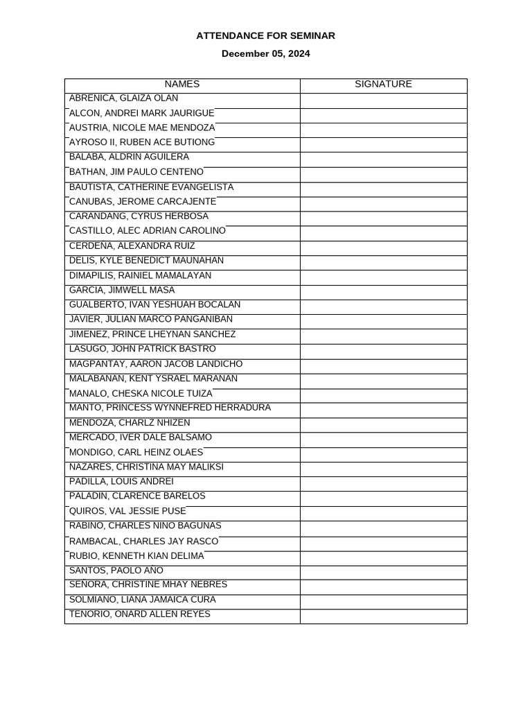ATTENDANCE-FOR-SEMINAR | PDF
