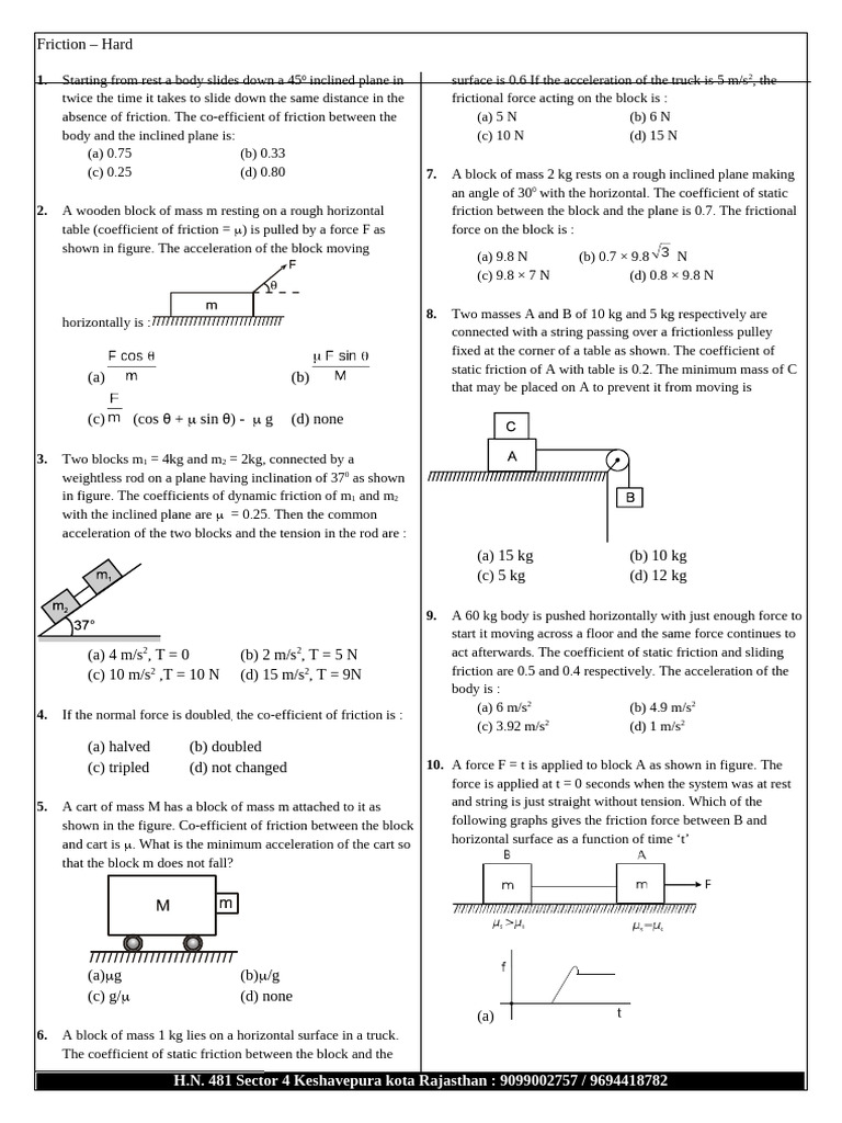 6.Friction | PDF | Friction | Force