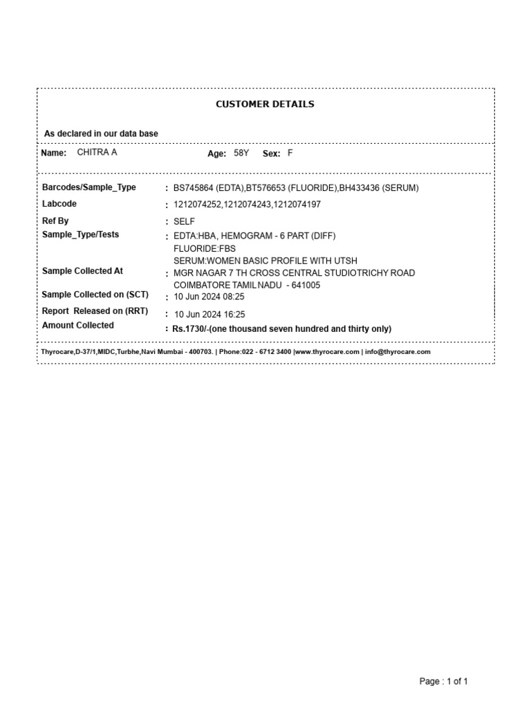 Health Check Up Report 4 | PDF