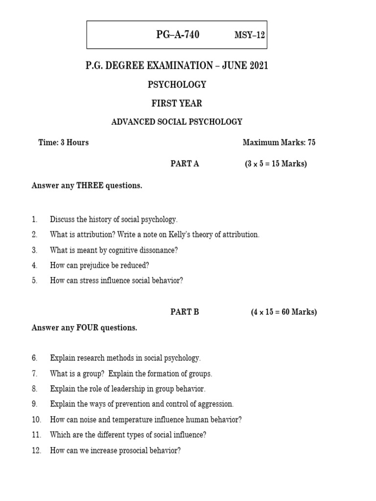 Advanced Social Psychology Exam | PDF