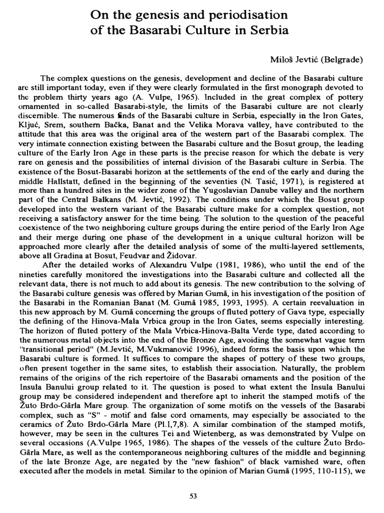 Basarabi Culture Origins in Serbia | PDF | Pottery