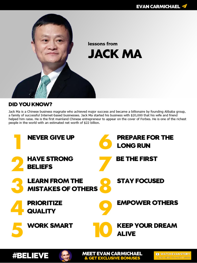Jack Ma's Success Lessons for Entrepreneurs | PDF | Goal | Entrepreneurship