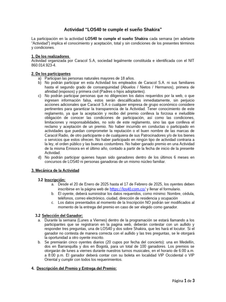 TyC LOS40 Te Cumple El Sueño Shakira | PDF | Publicidad