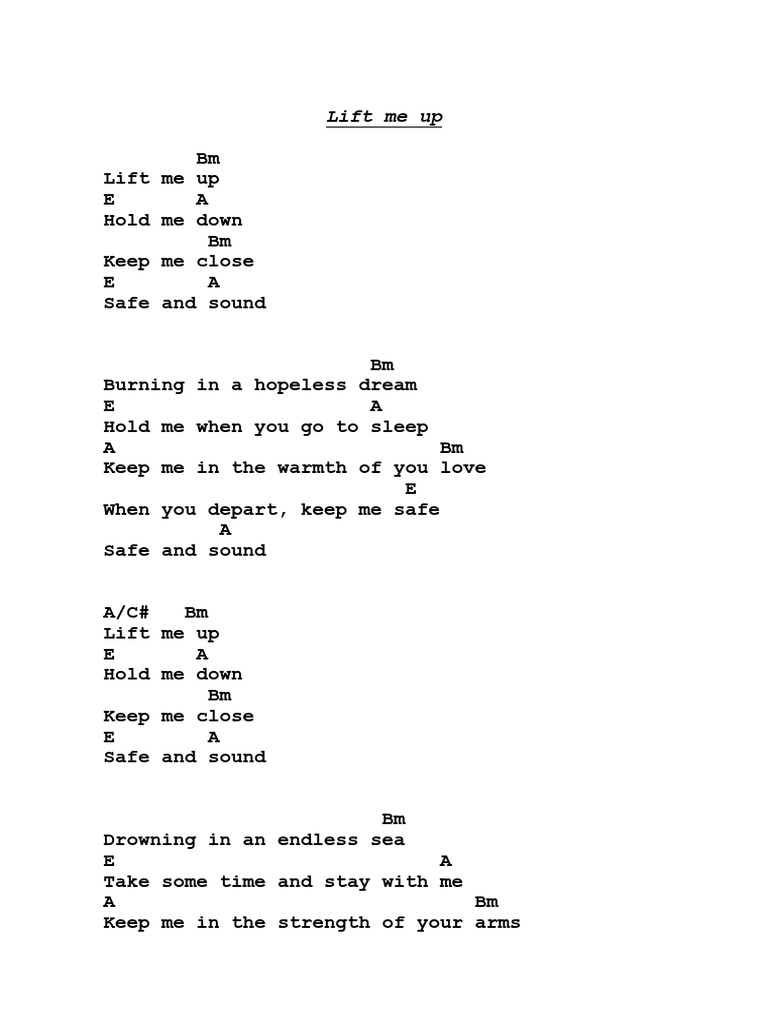 Lyrics for "Lift Me Up" Song | PDF