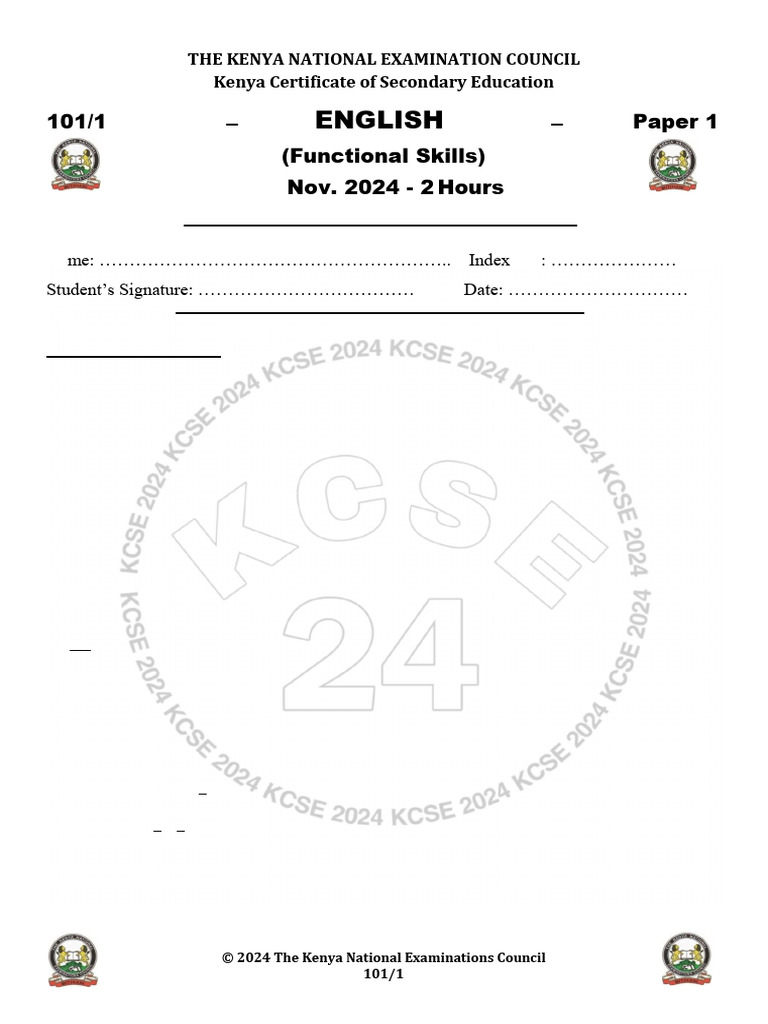 Kcse 2024 Eng PP1 MS - Code 01 | PDF | Human Communication