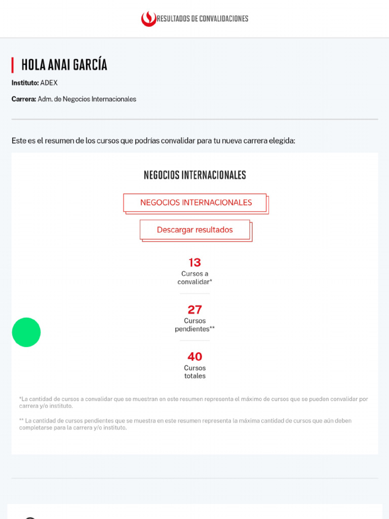 Resultados Convalidacion | PDF