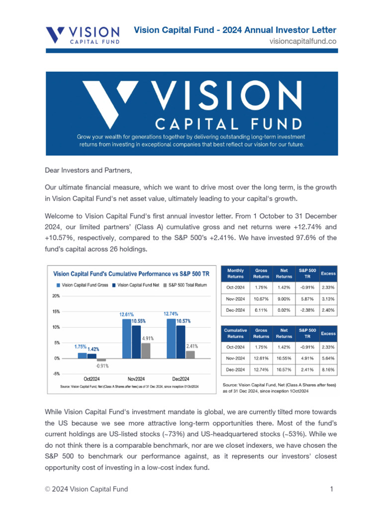 Vision Capital Fund 2024 Investor Update | PDF | Investing | Venture ...