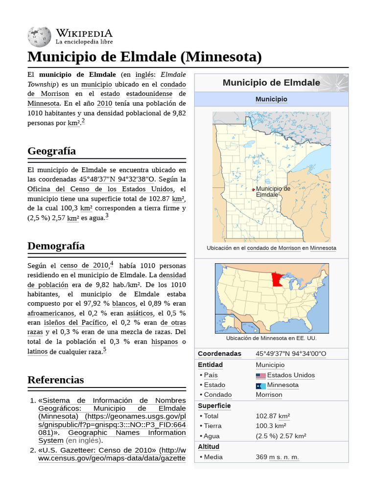 Municipio_de_Elmdale_(Minnesota) | PDF | Los Estados Unidos | Censo de ...