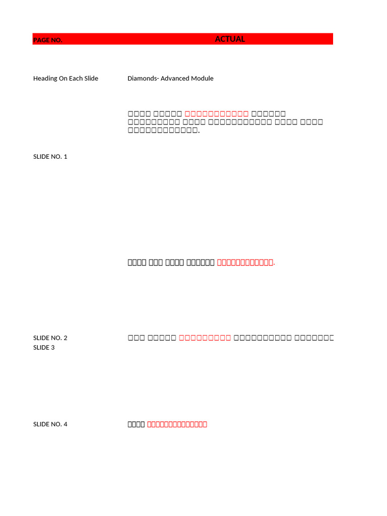 Actual: Heading On Each Slide Diamonds-Advanced Module | PDF