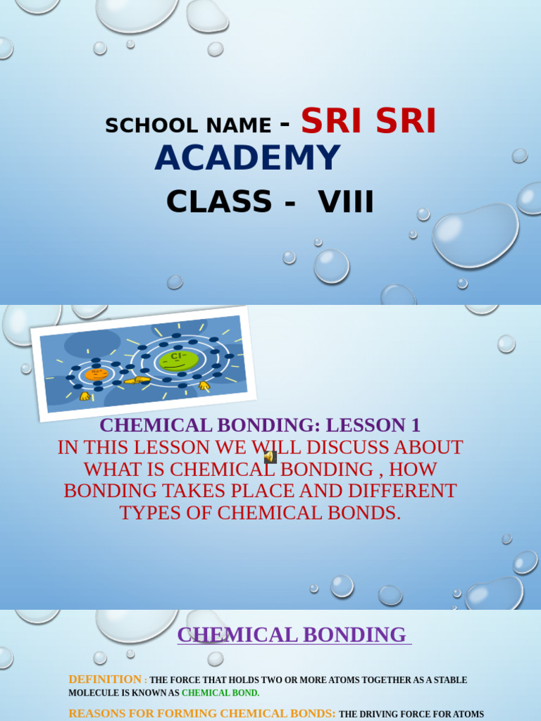 Chemical Bonding Lesson 1 For Class 8 | PDF | Chemical Bond | Ionic Bonding